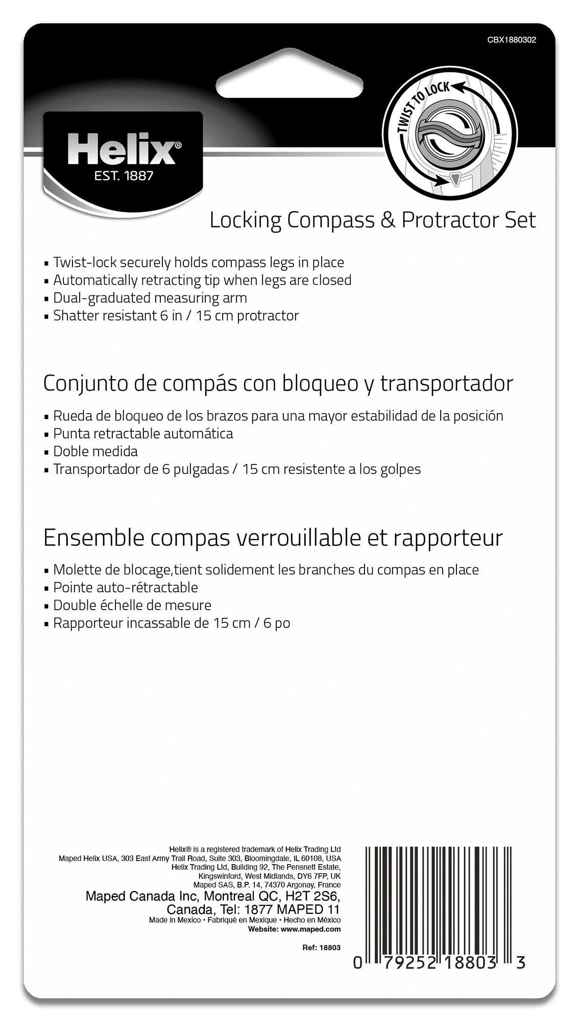 Universal Plastic Locking Compass & Protractor 2 Piece Set – Maped ...
