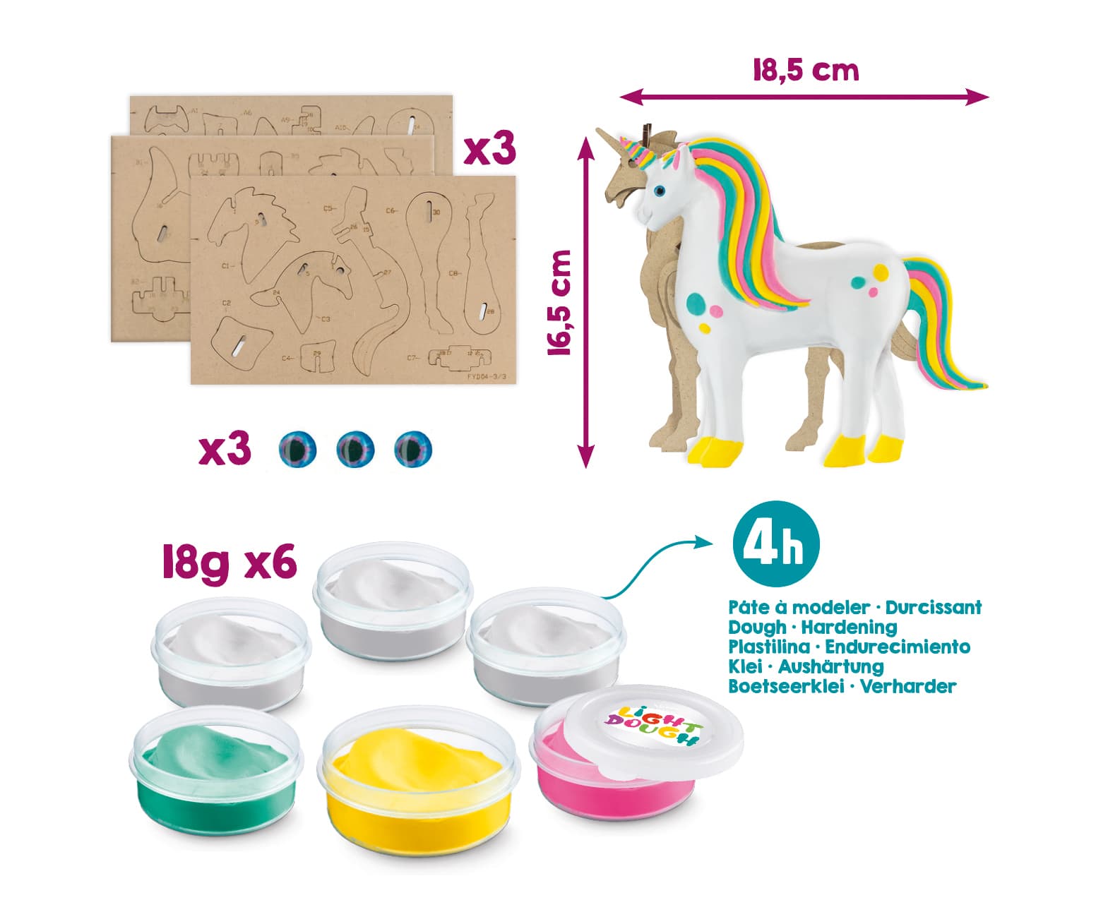 Creativ Fab Factory Unicorn 3D Modeling Dough 9 Piece Kit – Maped Helix USA