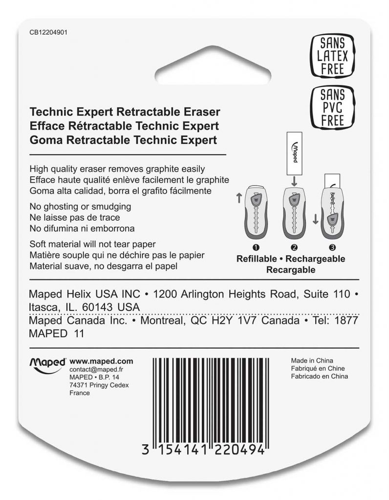 Technic Expert Universal Retractable Vinyl Eraser – Maped Helix USA