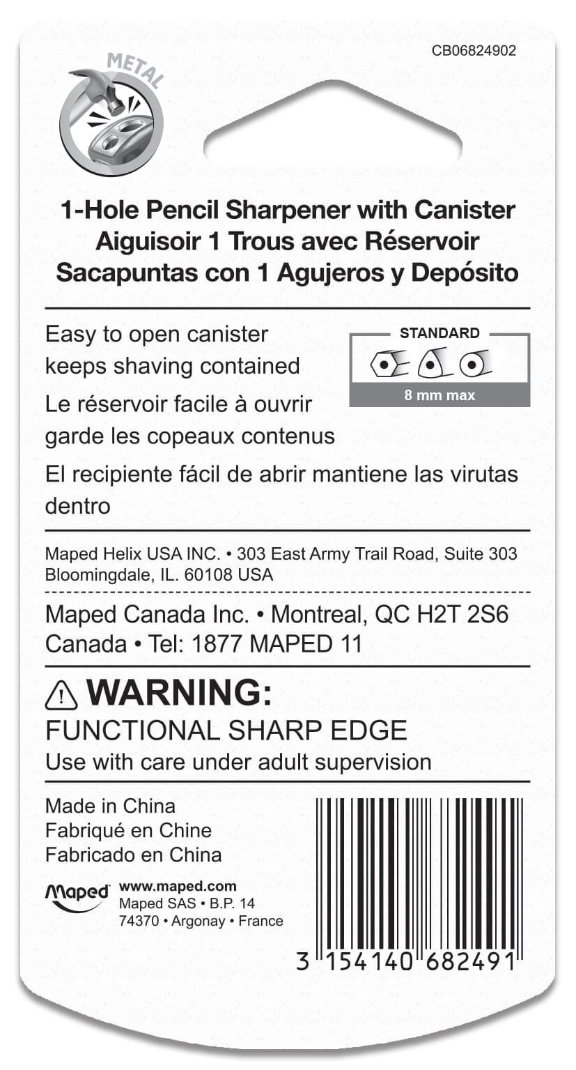 Tonic 1-Hole Canister Pencil Sharpener – Maped Helix USA