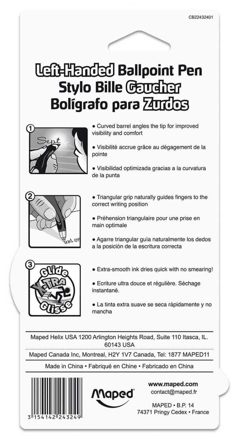 Visio Left-Handed Quick-Drying Ballpoint Pen x3 – Maped Helix USA